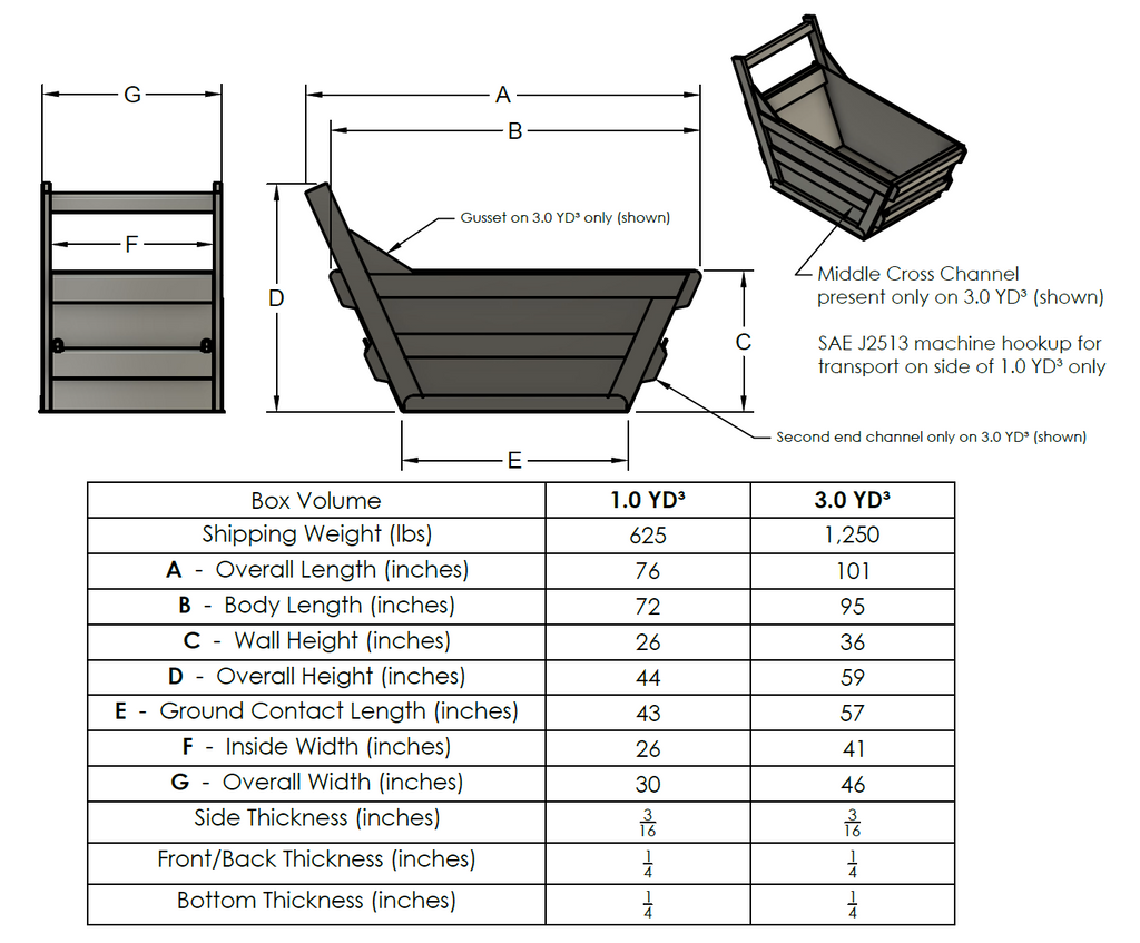 3 Yard Bedding Box (Standard Duty)
